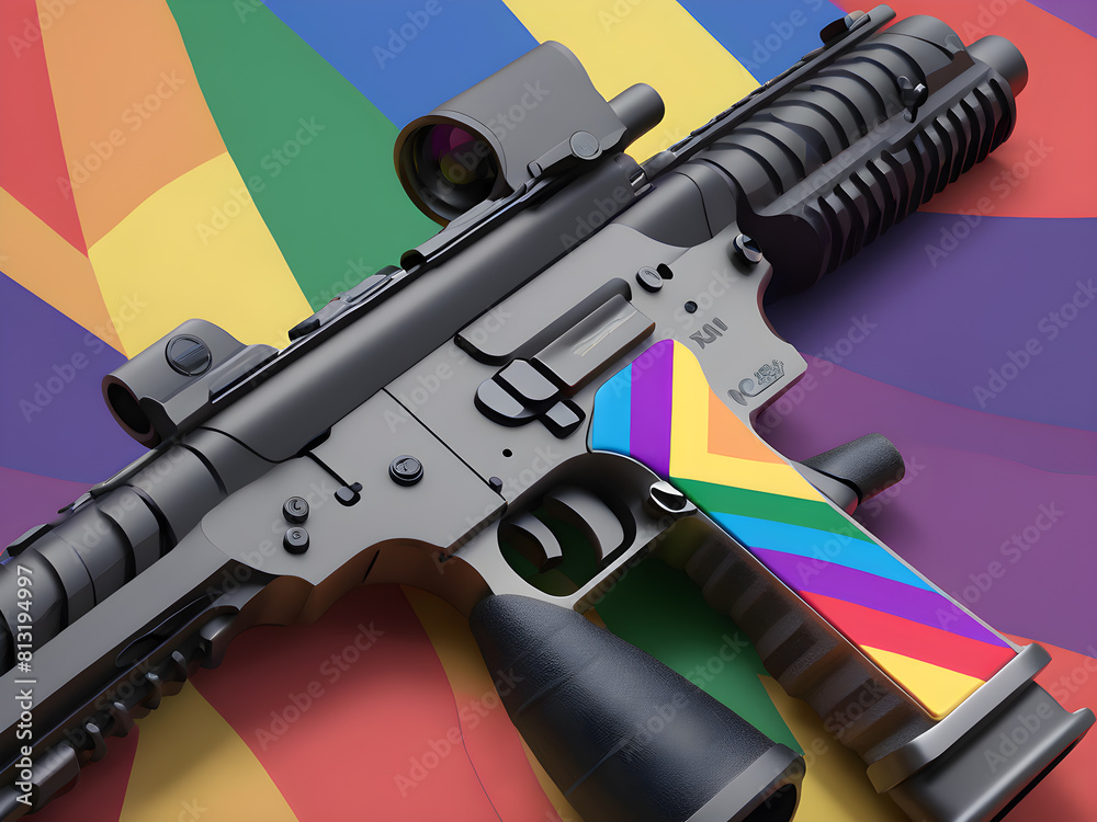 Guns designed with the LGBTQ+ pride flag, Generative AI Stock ...