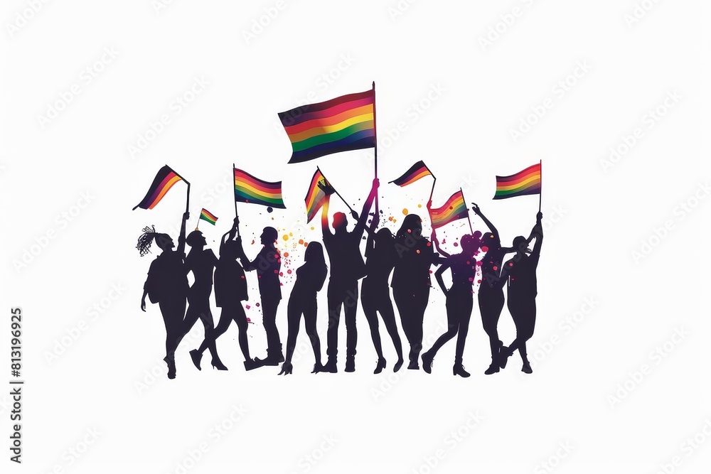 LGBTQIA+ Activists Raising Pride Flags And Banners In Support Of ...