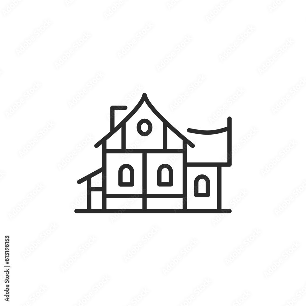Vintage house icon. Stylized illustration of a classic home with ...
