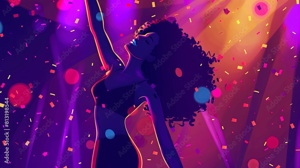 Retro disco party girl concept drawing painting art wallpaper ...