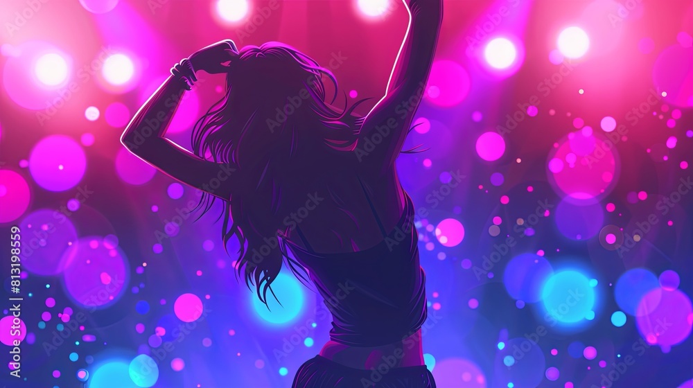 Retro disco party girl concept drawing painting art wallpaper ...