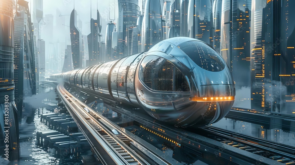 Illustrate a futuristic metropolis with advanced infrastructure ...