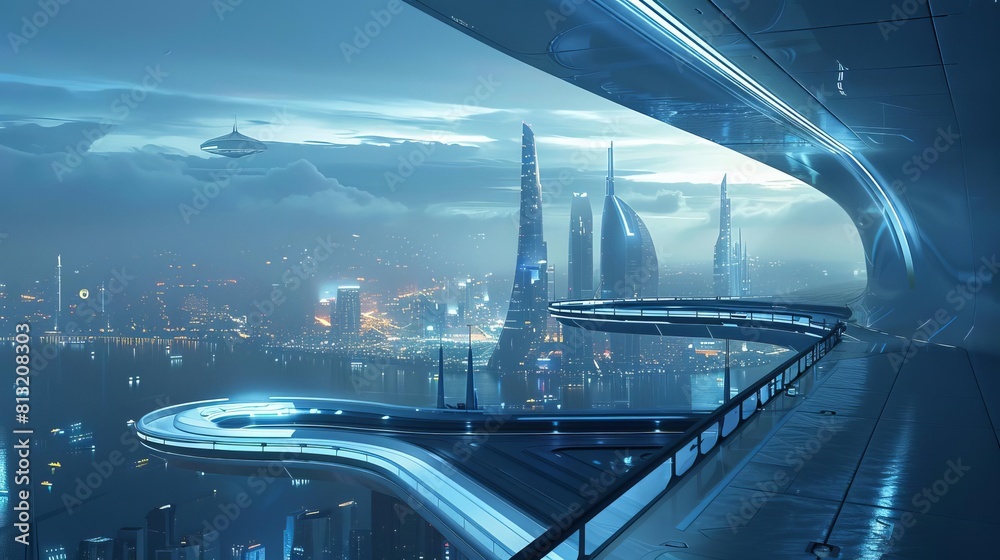 Illustrate a futuristic metropolis with advanced infrastructure ...