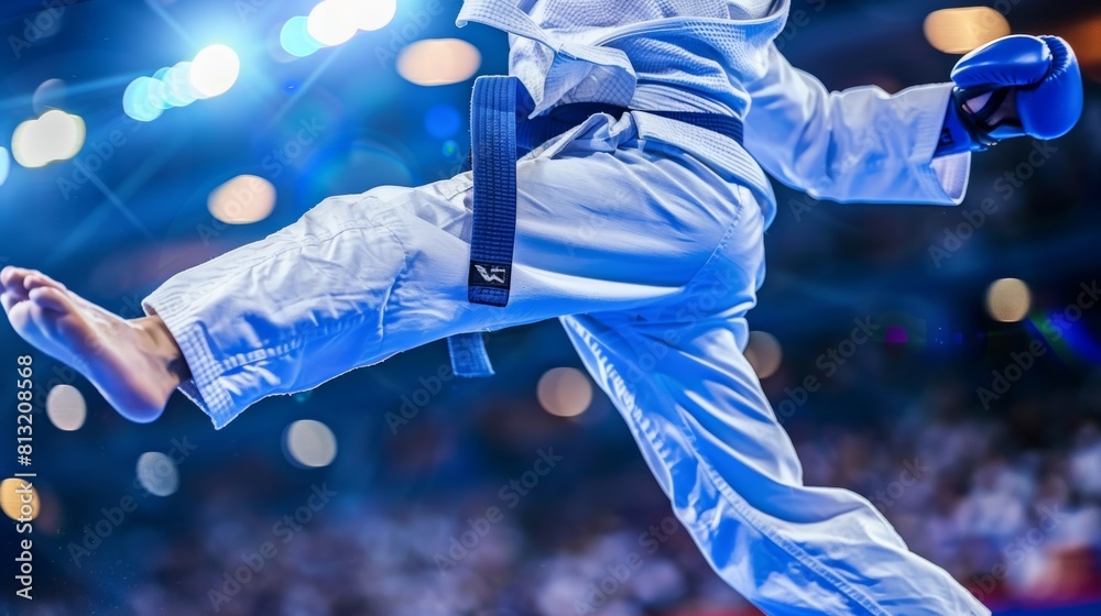 Taekwondo fighter s powerful roundhouse kick summer olympics display of ...