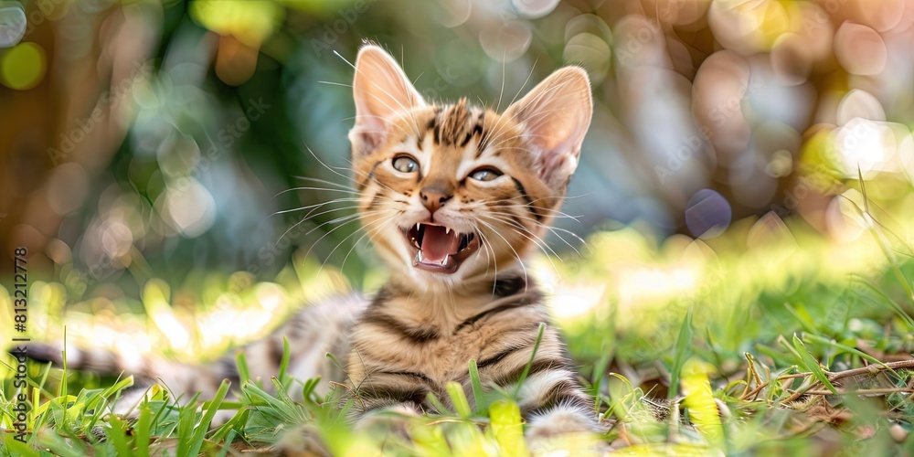 bengal kitten mewing Stock Photo | Adobe Stock