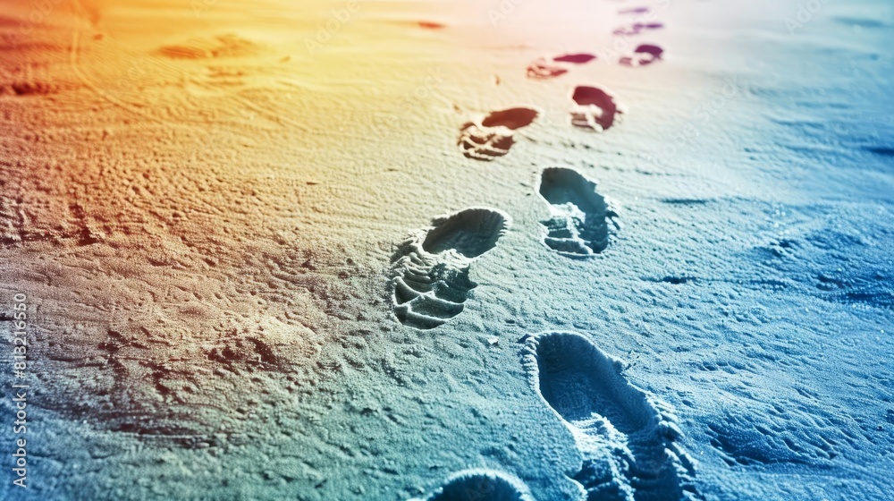 diverse footprints leading towards common goal symbolizing unity ...