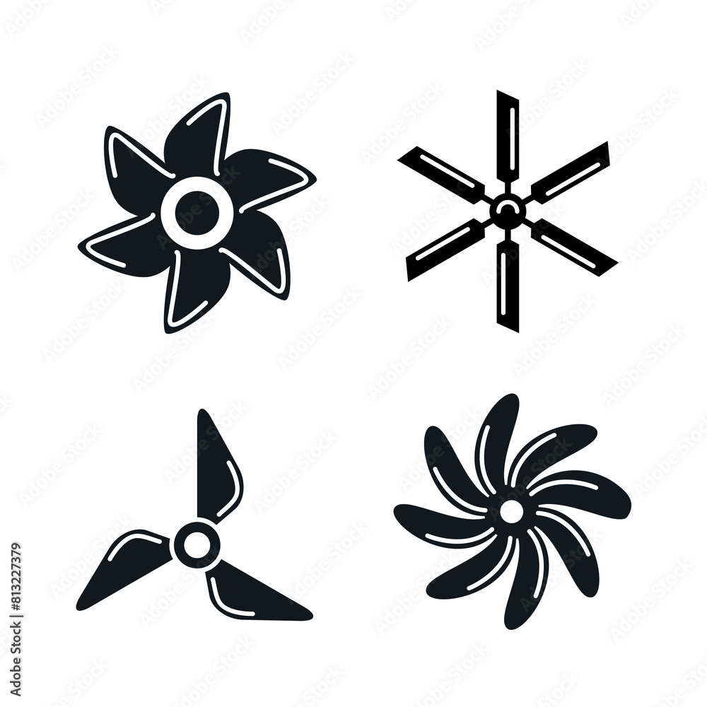 Vetor de Vector screw fan prop turbine blade motor. Rotor shape boat ...