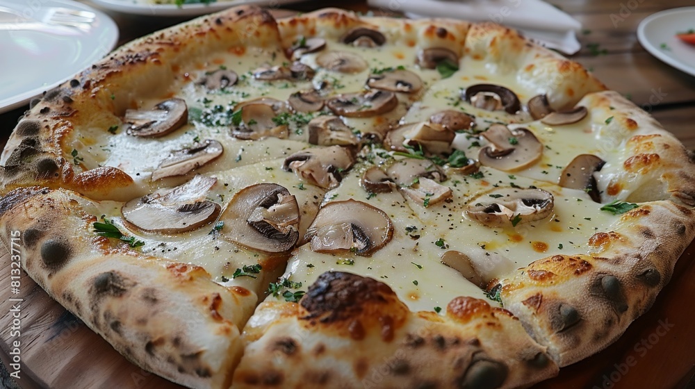 gourmet pizza delight, a mouthwatering mushroom pizza is out of the ...