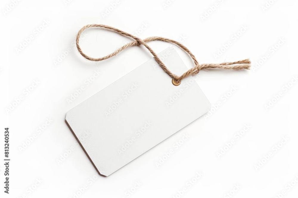 blank white clothing label isolated on white background top view ...