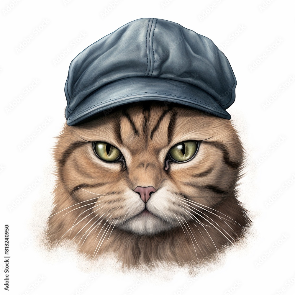 Tabby cat clipart with classic M markings on its forehead Stock ...