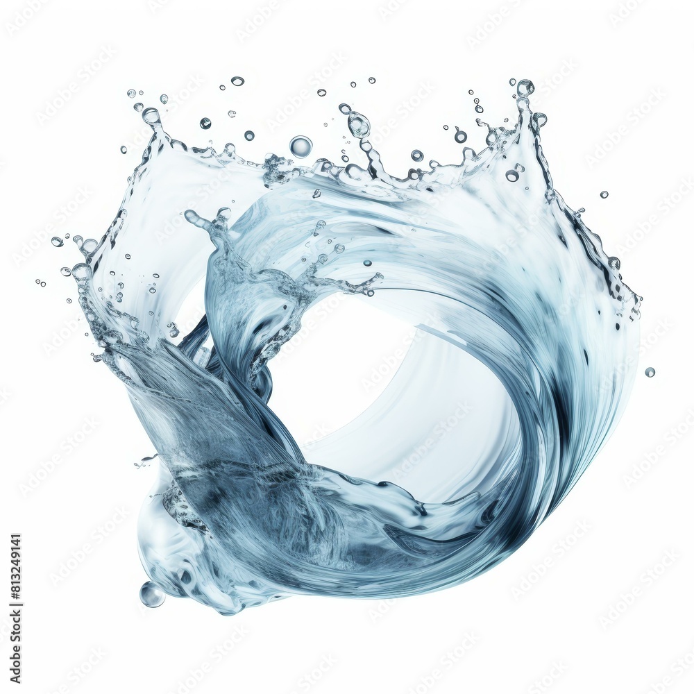 Dynamic swirl of water splash isolated on a pure white background, Ai ...