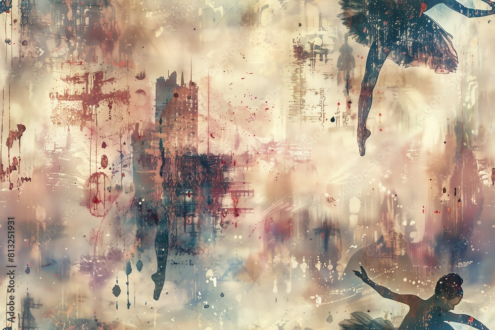 Design a surreal watercolor piece showcasing ethereal cyborg ballerinas ...
