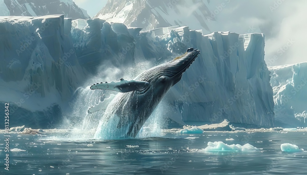 Imagine a pod of humpback whales breaching near an Arctic glacier ...