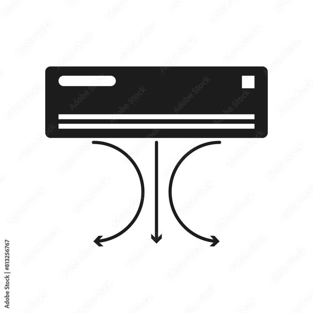 Air conditioning unit icon. Climate control vector symbol. Cool airflow ...