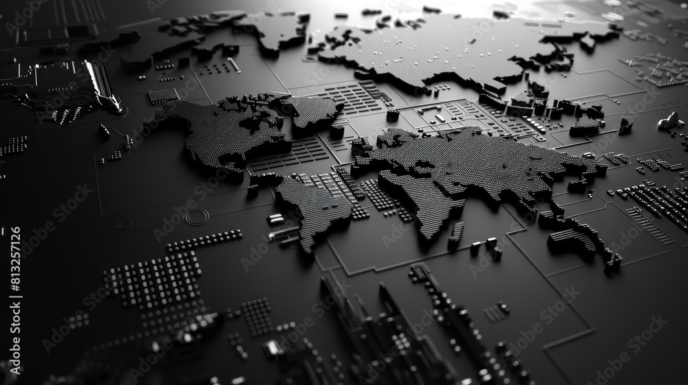 world map in grayscale, modern, futuristic, minimalistic design Stock ...