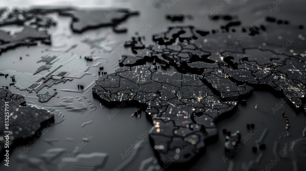 world map in grayscale, modern, futuristic, minimalistic design Stock ...