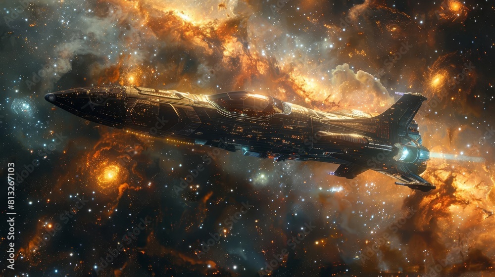 Imagine a starship navigating through a complex galaxy, its path lit by ...