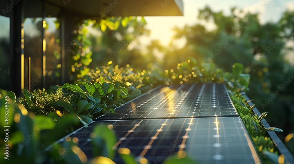 Harmony of Technology and Nature: Solar Panels Amidst Verdant Foliage ...
