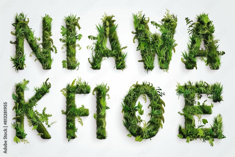 ecofriendly green grass font set natureinspired typography vector ...