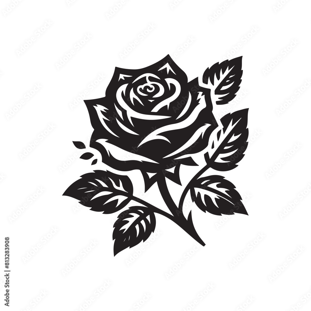 rose vector silhouette, rose vector black and white color, rose vector ...