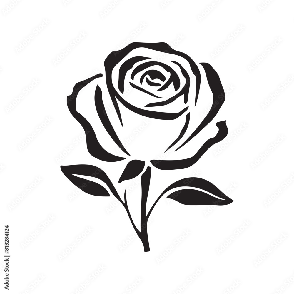 rose vector silhouette, rose vector black and white color, rose vector ...