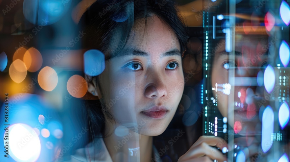 Inclusive candid image of a young female it developer working remotely ...