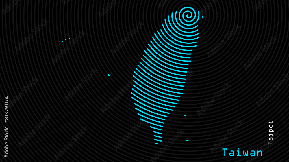 A map of Taiwan, with a dark background and the country's outline in ...