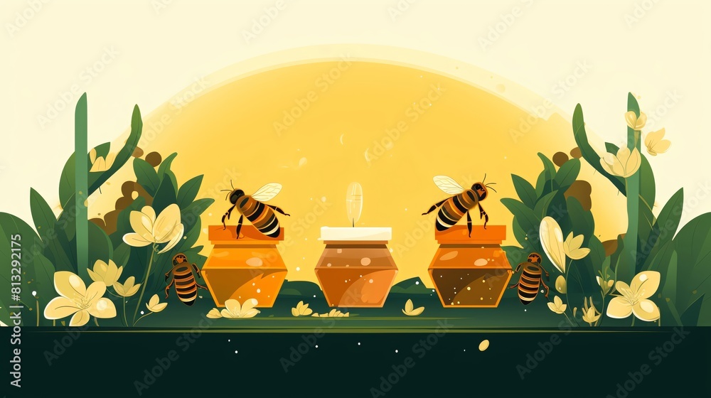 Apiary flat design top view beekeeping theme animation vivid Stock ...