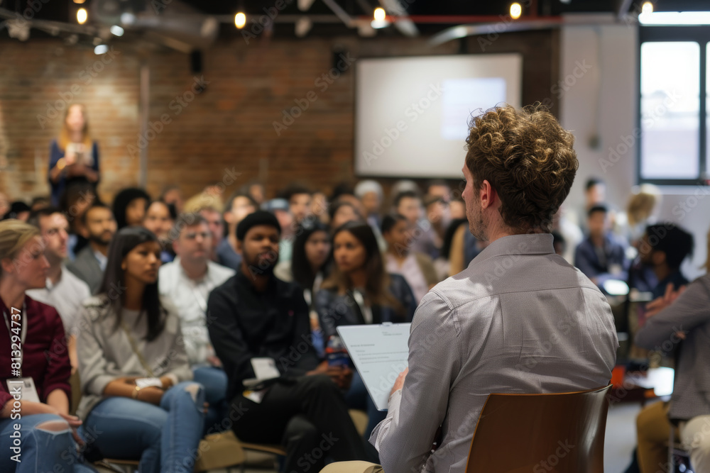 Startup Pitch Competition: Show a diverse audience at a startup pitch ...