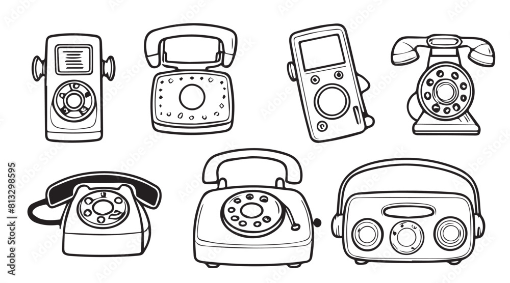 Vintage 80s Telephone Icon Illustration Collection - Perfect Nostalgic ...