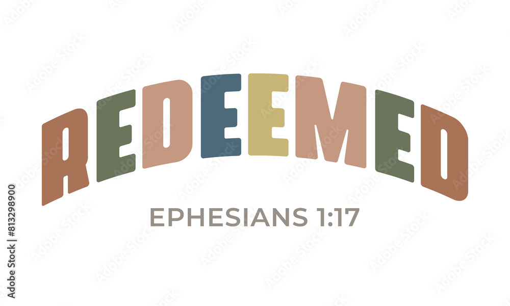 Redeemed Bible verse Christian retro typography handwriting art ...