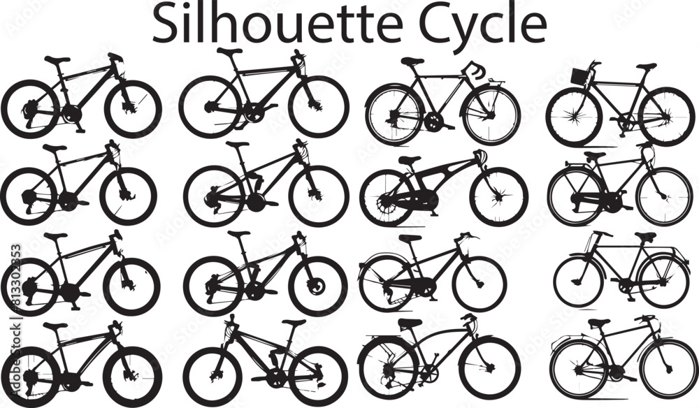 Silhouette black color cycle Vector Set Illustration Stock Vector ...