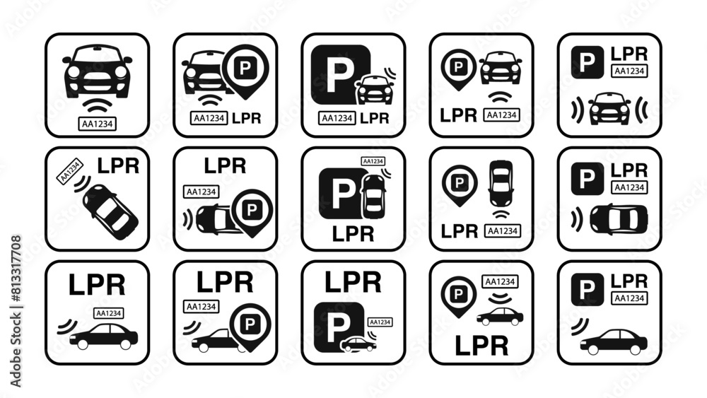 Vehicle Detection, ANPR, ALPR and LPR Car Parking Icon Set: Car Parking ...