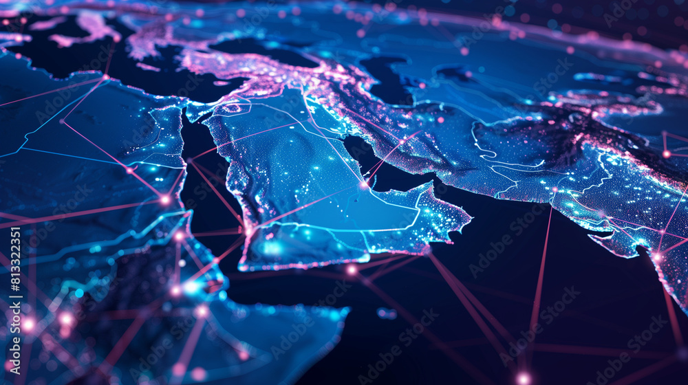 "Abstract map of Saudi Arabia, Middle East and North Africa, idea of ...