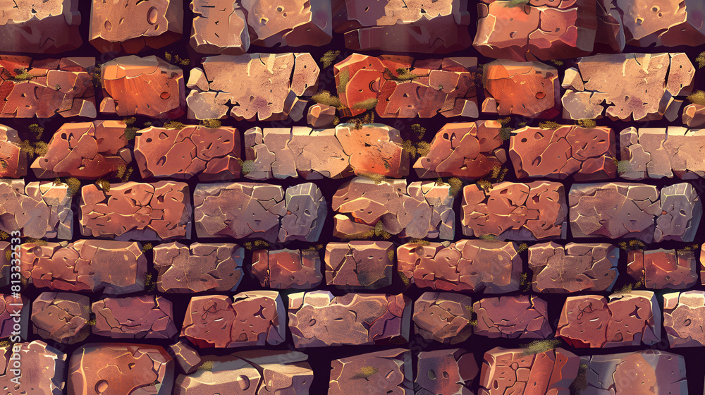 Foto de 2D Game Level Brick Wall Texture with Shadowing, Retro Brick ...
