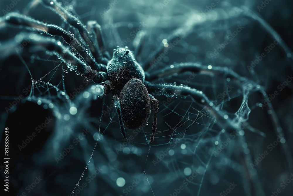 Image of the world seen through reflection in dew drops hanging on a ...