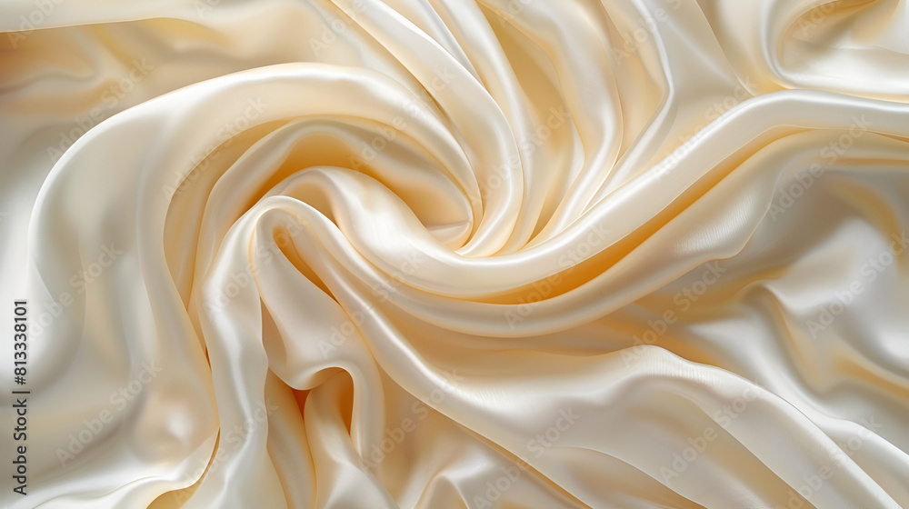 Cream Satin Fabric Texture on White Background, Elegant Cloth Material ...