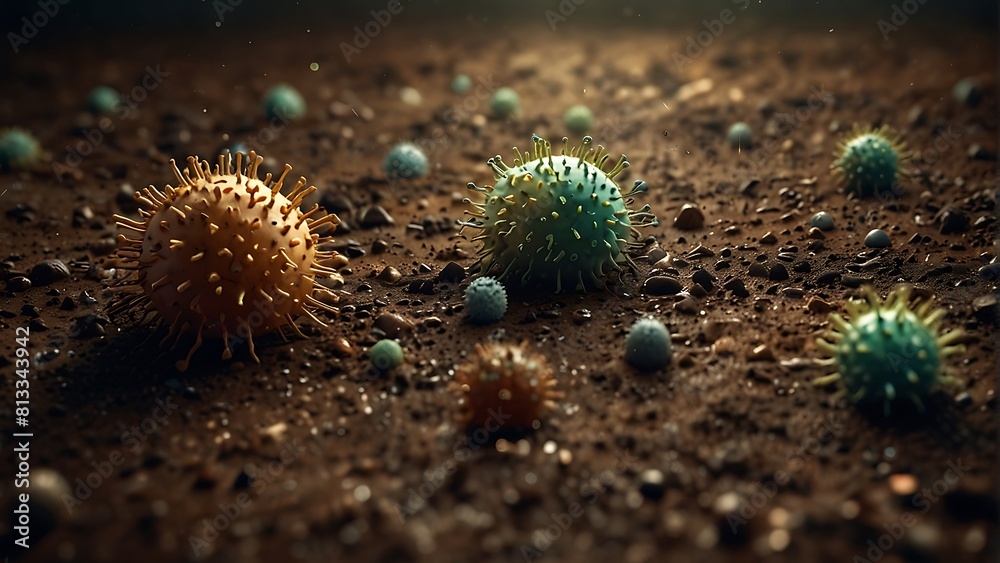 Germs, house dust mites, bacteria, microscope photos Stock Illustration ...