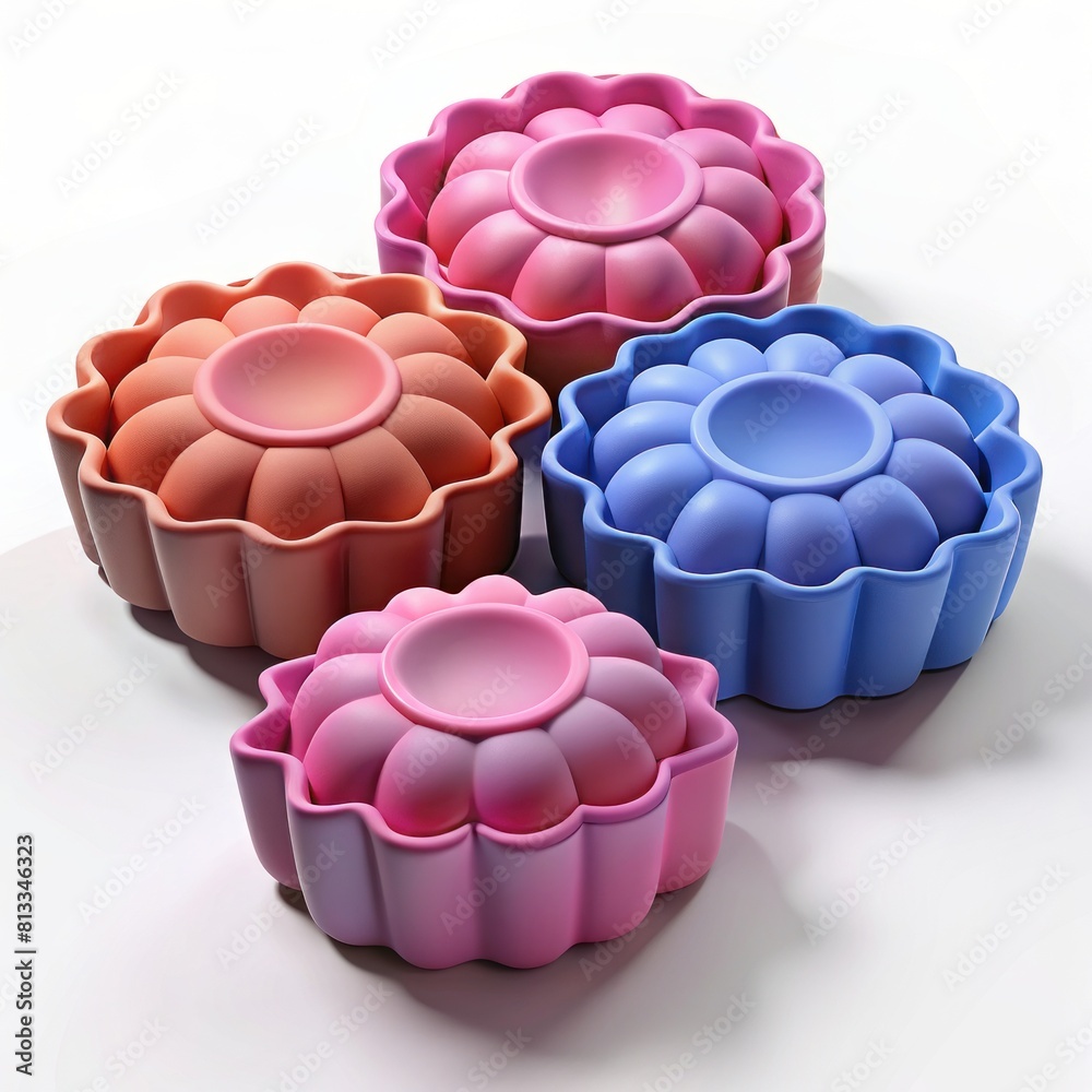 3D Render of silicone tart molds with scalloped edges, on isolated ...