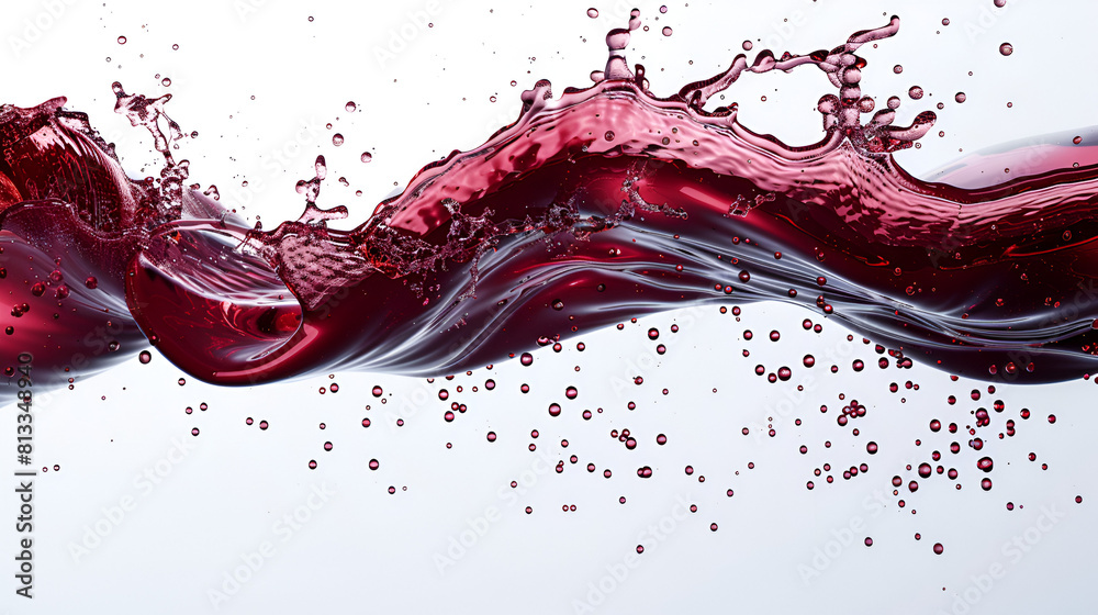 Red Wine Liquid with Splash and Bubbles, Isolated on Transparent ...