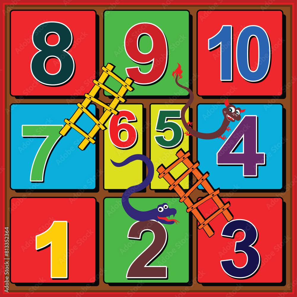 10 step snakes and ladders board game for kids. Editable and Ready to ...