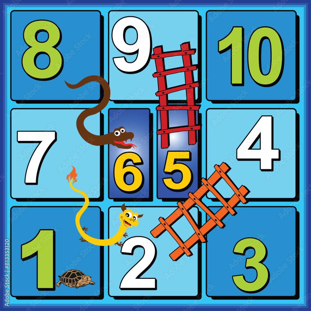 10 step snakes and ladders board game for kids. Editable and Ready to ...