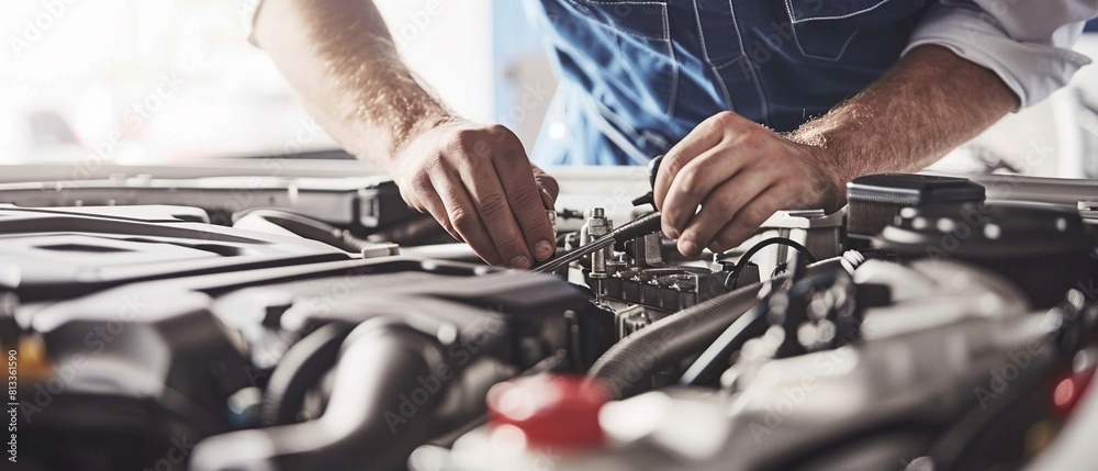 Precision and automotive knowledge are on display as a mechanics hands ...