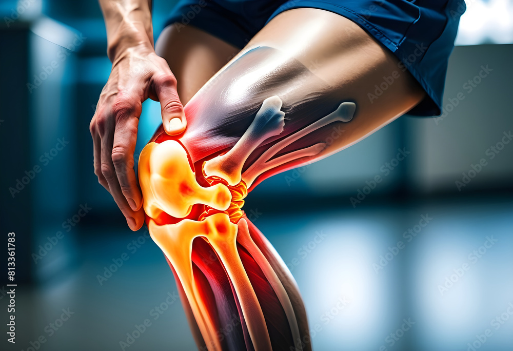 An X-ray image of a severe knee injury, highlighting the injury's ...