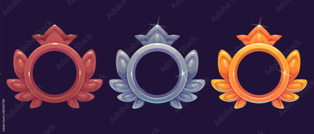 Game rank frames set isolated on background. Vector cartoon ...