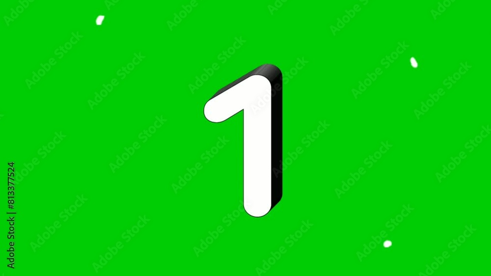 3D Number 1 one sign symbol animation motion graphics icon on green ...