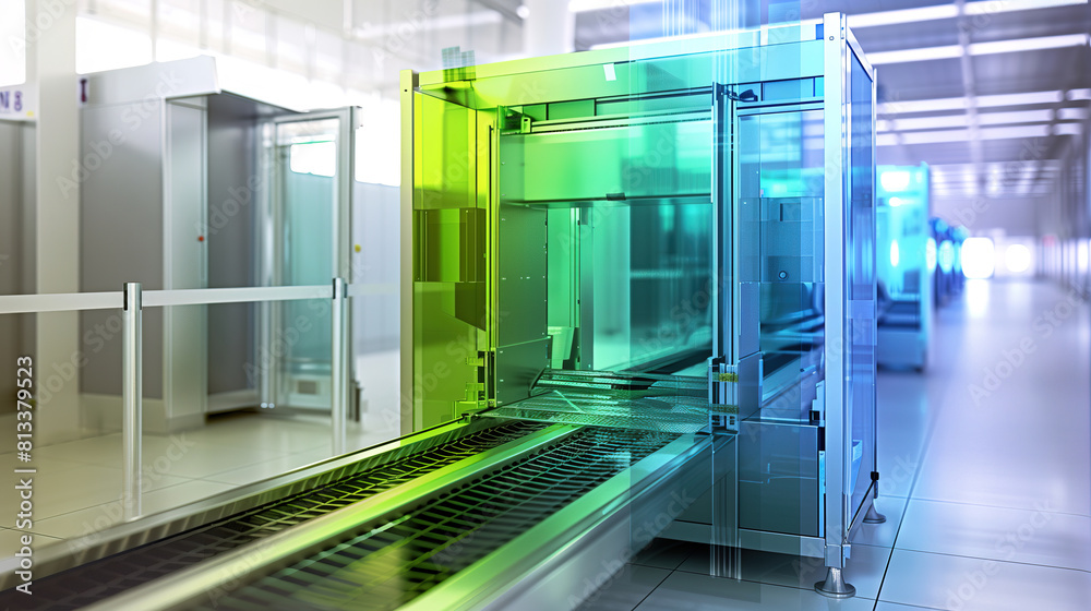 Airport Security concept. X Ray style of an airport security checkpoint ...