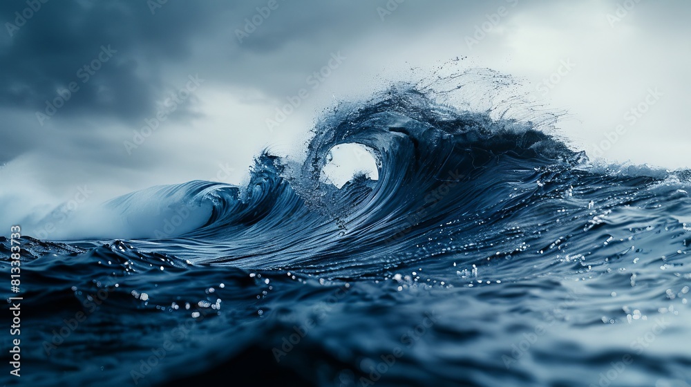 Ocean waves during a storm seen from above, front view, stormy rhythm ...