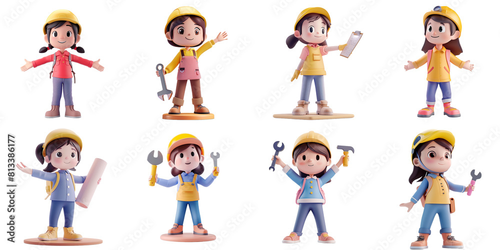 Engineer 3D animetion png collection set no background for sample ...