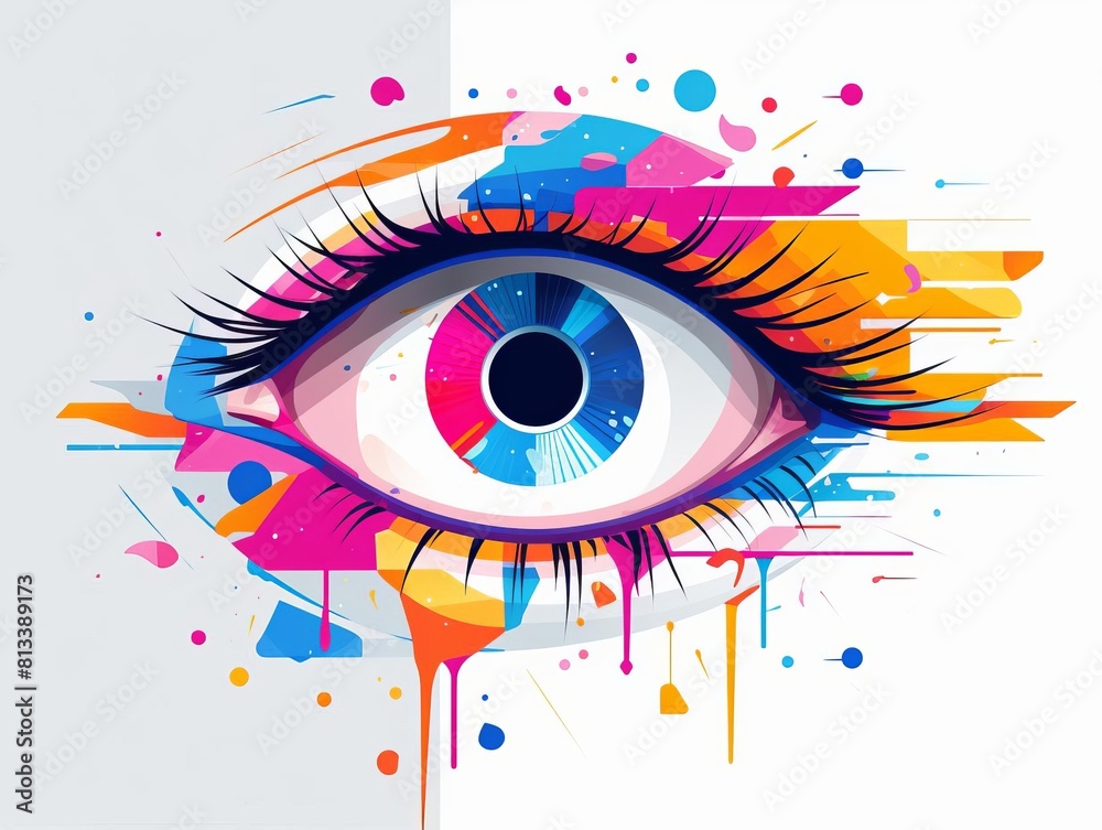 Eye tracking flat design side view behavioral analysis theme cartoon ...